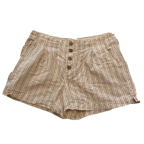 GAP | Shorts | Gap Womens Buttonfly Linen Blend Pleated Stripe Shorts ...